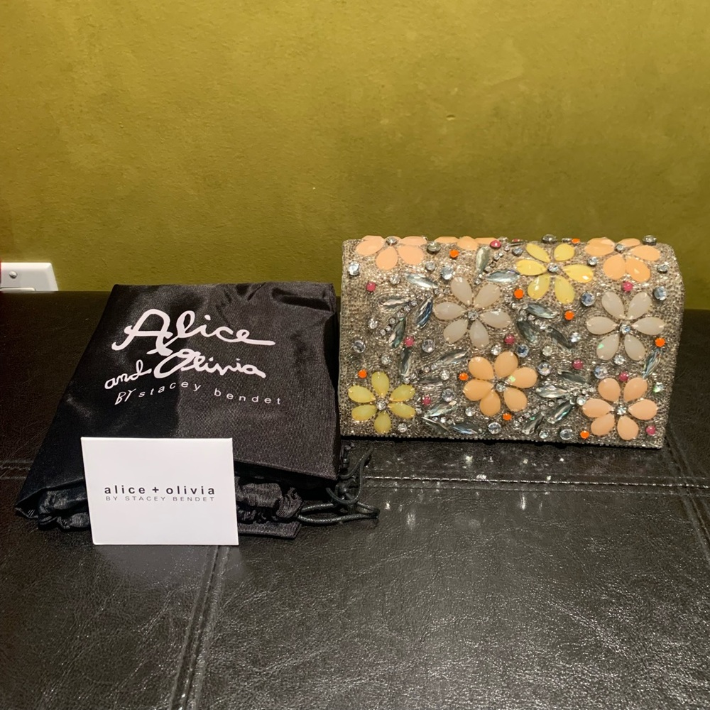 Alice + Olivia - Rhinestone & Beaded Flower Evening C… - Gem